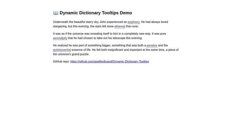 Dynamic Dictionary Tooltips Demo