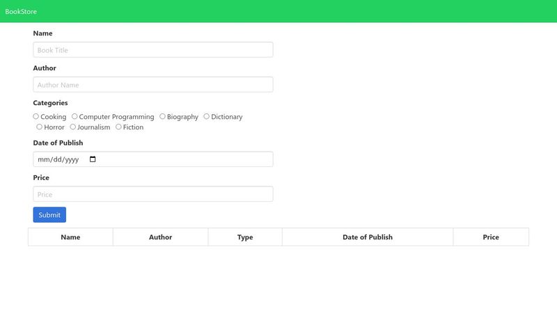 Book Store Data Entery For Books