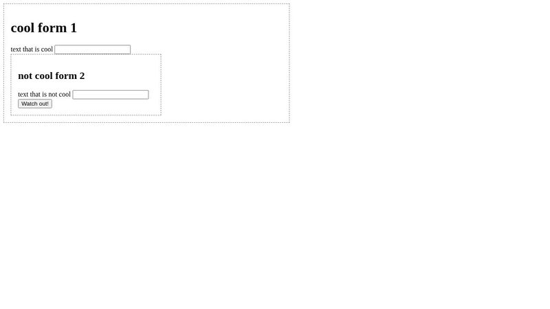 nested form error - unsubmittable - html with div role="form" inside