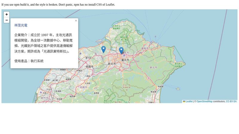 Leaflet js example, a library for interactive maps
