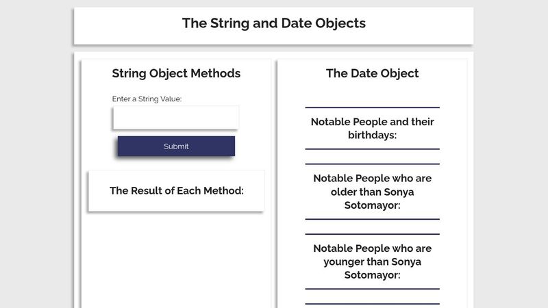 String and Date Objects - STARTER - PLEASE FORK