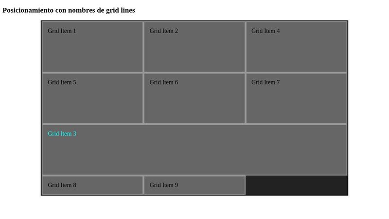 Aprendiendo CSS Grid - Posicionamiento con nombres de grid lines