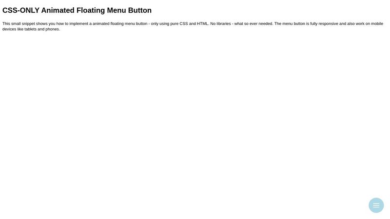 CSS-ONLY !!! Animated Floating Menu Button