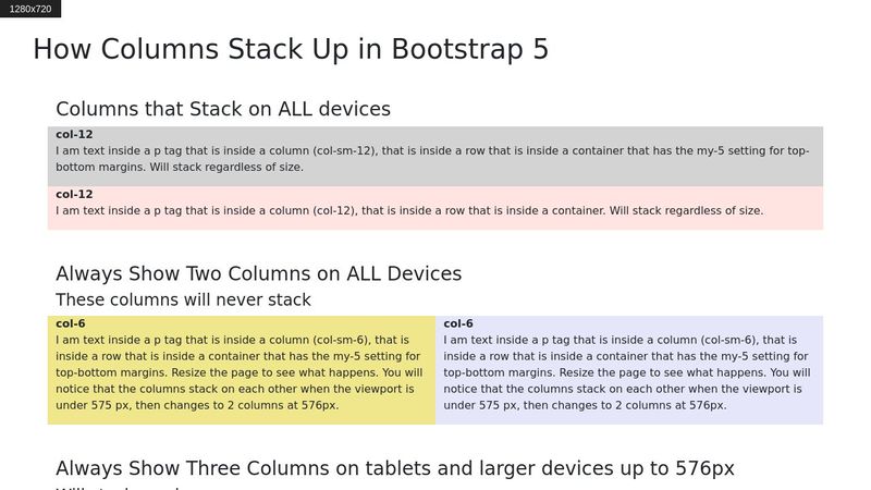 Bootstrap 5 columns and breakpoints