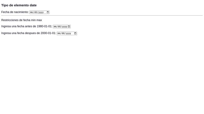HTML Input Types Date