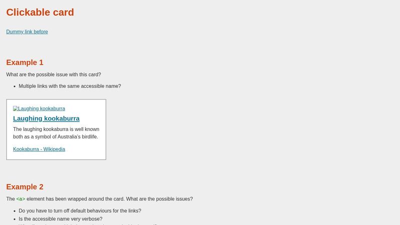 Clickable card: Finished