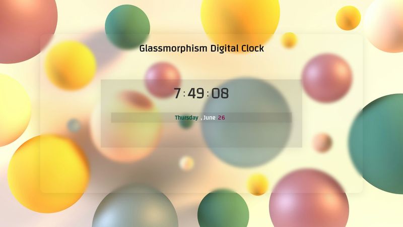 Glassmorphism Digital Clock