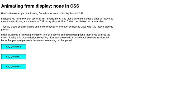 You can kind of animate from display: none in CSS