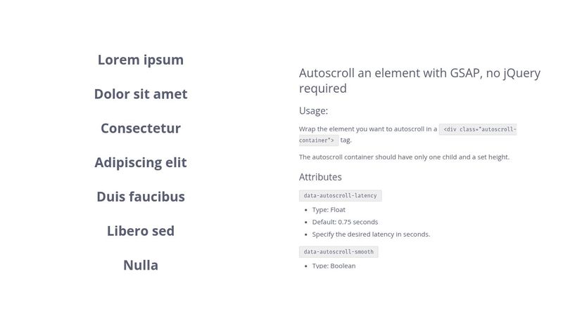 Autoscroll with GSAP, no jQuery required