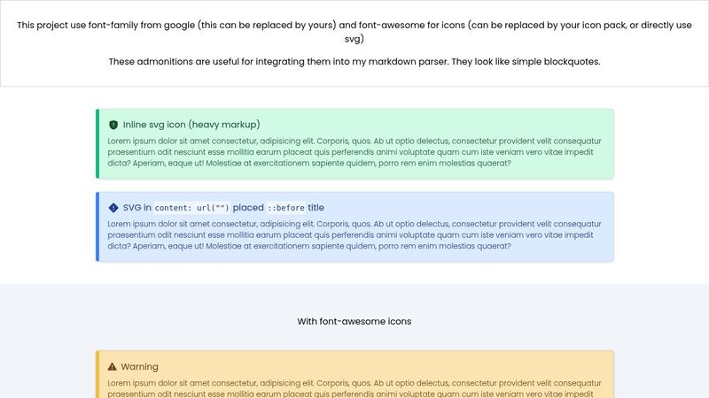 Blockquotes Admonitions (Vanilla CSS)