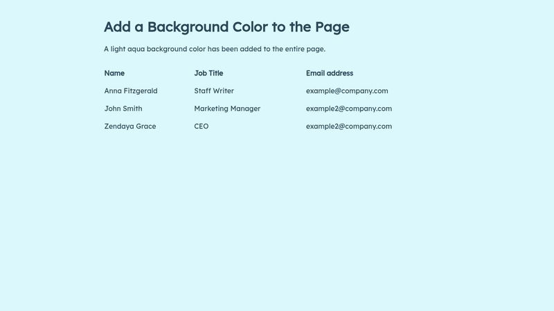 HTML Background Color - body