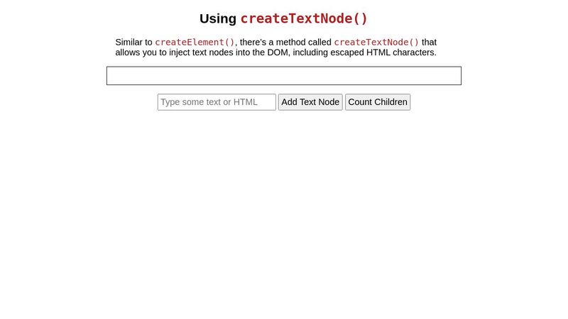 Using createTextNode()