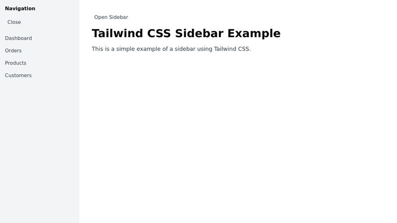 Tailwind CSS Sidebar Example