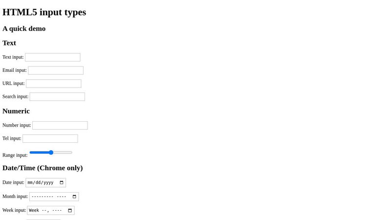 HTML5 input types