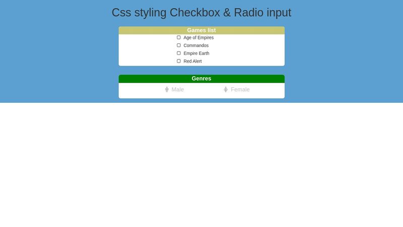 How styling checkbox and radio inputs in a form with css