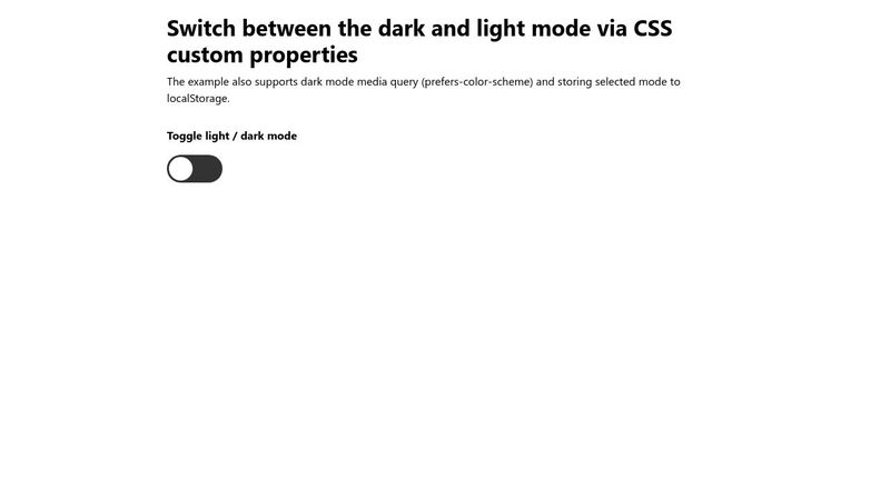 Switch between the dark and light mode via CSS custom properties