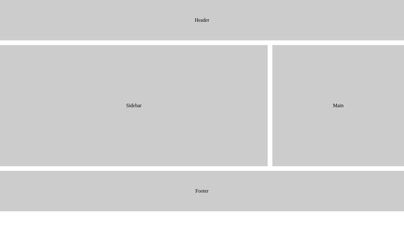 CSS Grid: Header, Footer with 2-Column (Responsive)