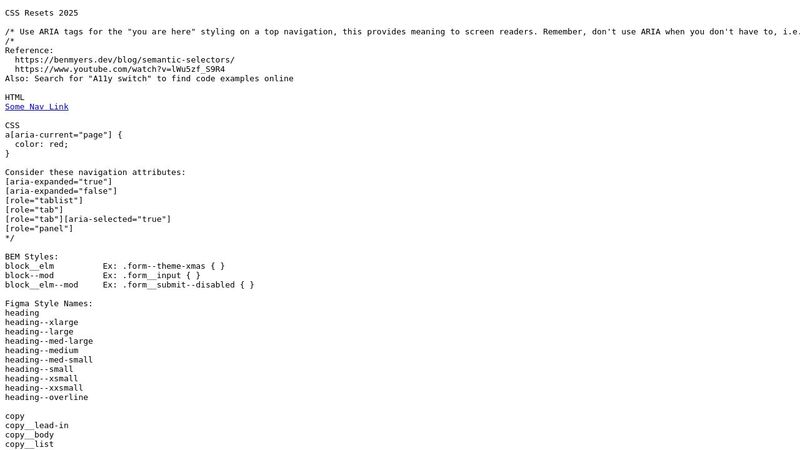 CSS Defaults & Resets