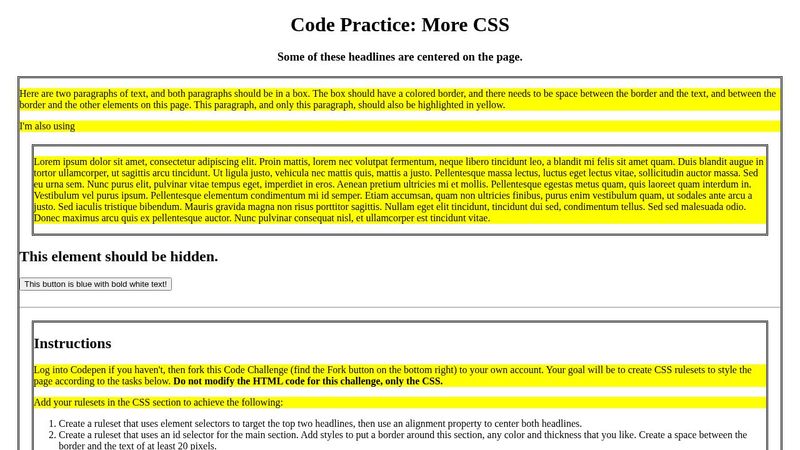 Code Practice: More CSS