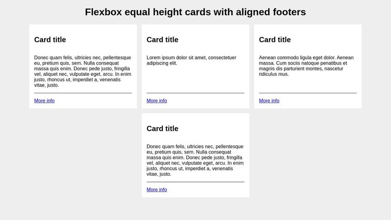 Flexbox equal height cards with aligned footers