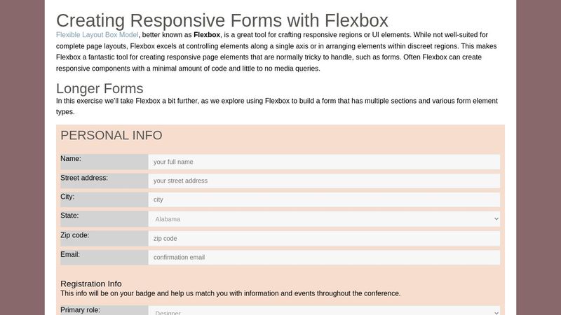 Complex Form Styling - Flexbox