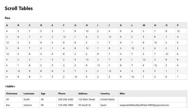 Overflow Table Scrolling