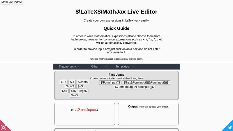 LaTeX/MathJax Live Editor