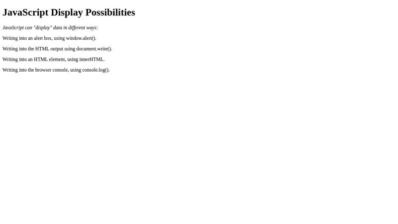 JavaScript Display Possibilities