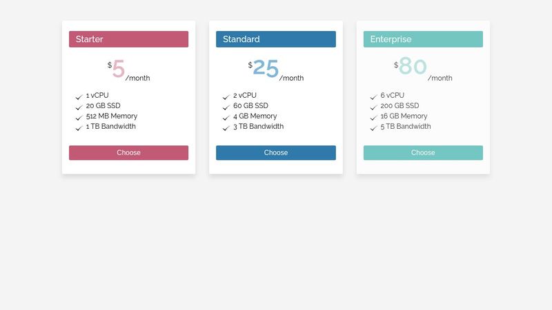 Pricing Table - Vue Stagger Appear Transition