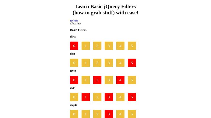 Learn Basic jQuery Filters