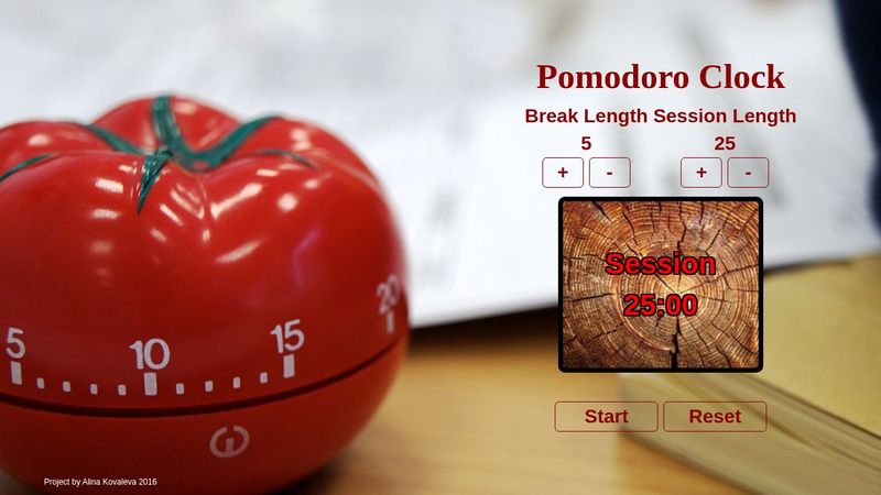 Pomodoro Clock project for FreeCodeCamp