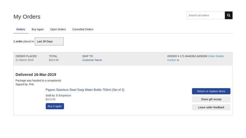 Ecommerce Order Page Design