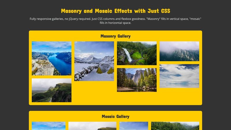 Masonry and Mosaic Galleries using only CSS