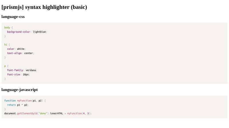 [prismjs] syntax highlighter (basic)