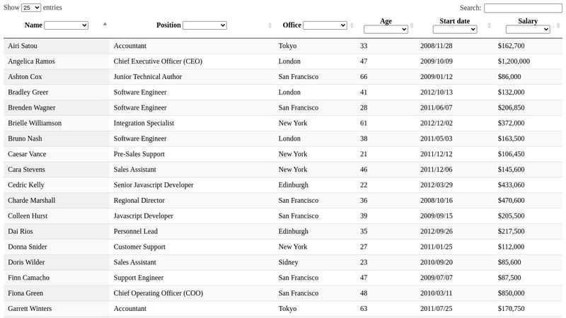 Datatables Sort and Filter on single different clicks