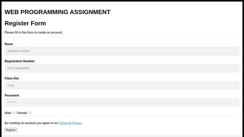 REGISTER FORM(WEB PROGRAMMING ASSIGNMENT)