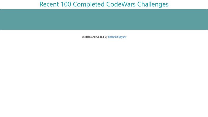 Recent 100 Completed CodeWars Challenges