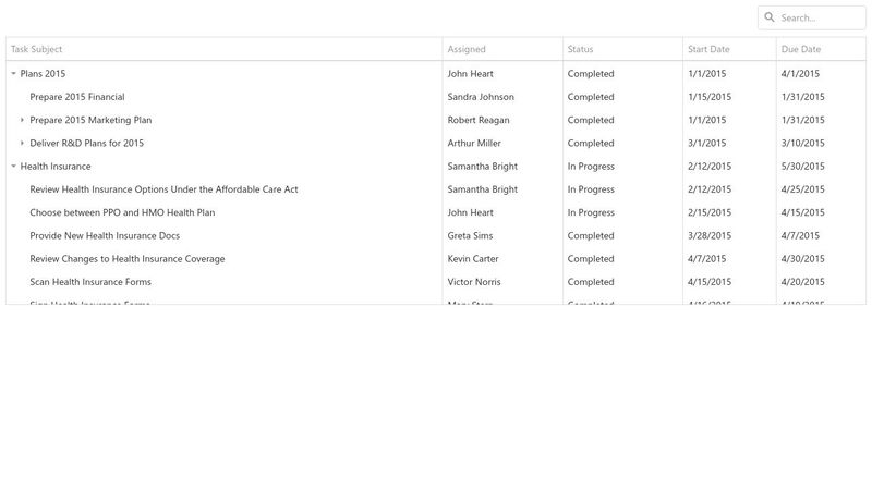 Using Search Panel - DevExtreme Tree List