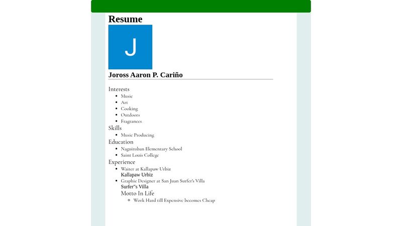 A simple HTML Resume