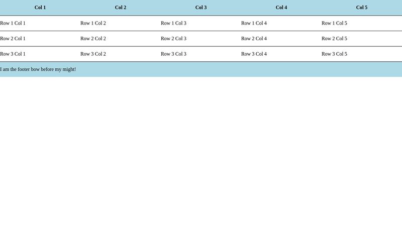 Table with Sticky Header and Footer