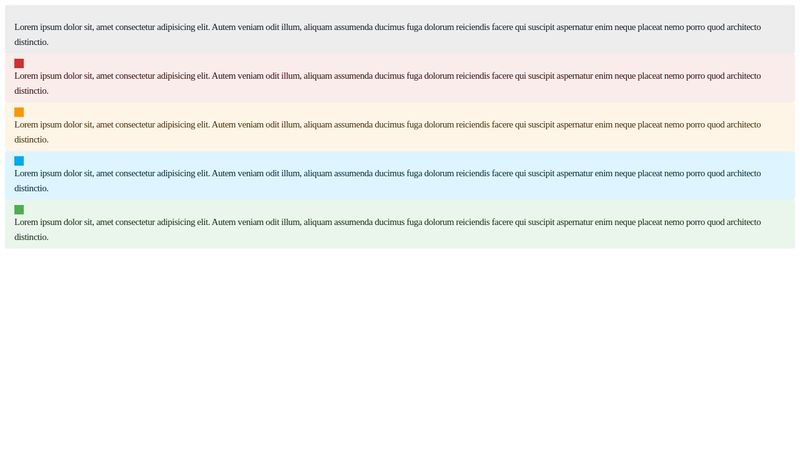 error, warning, info, success