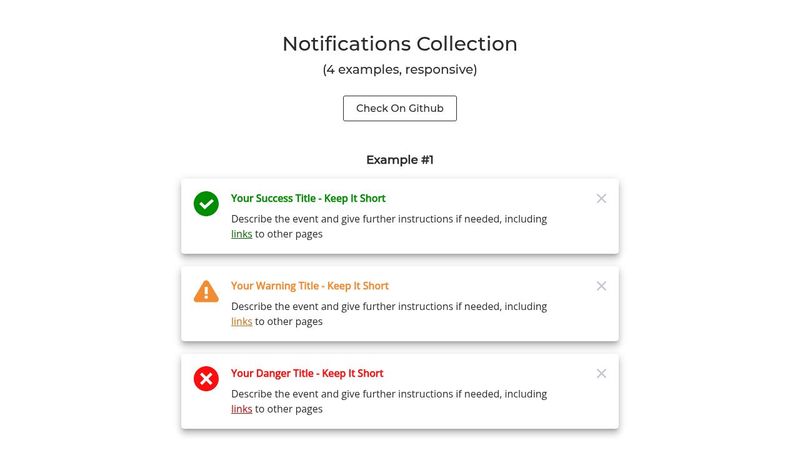 Notifications Collection (4 examples, responsive)