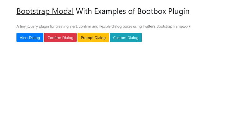 Bootstrap Modal With Plugin Bootbox