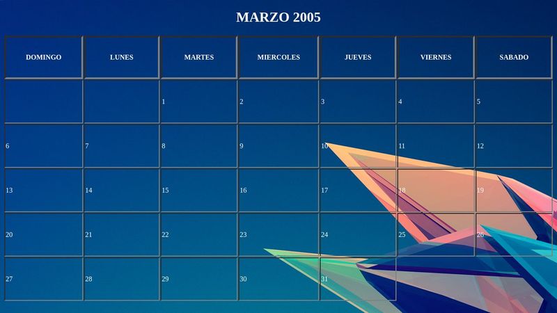 Calendario HTML Y CSS DESARROLLO DE SOFTWARE