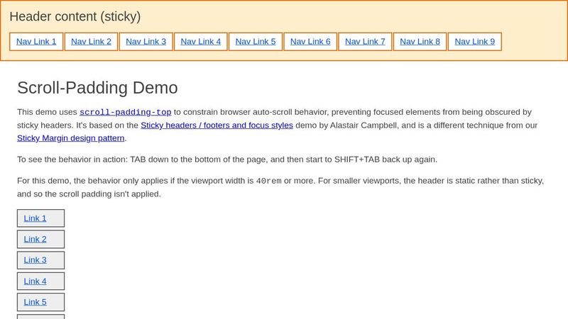 Scroll-Padding Demo