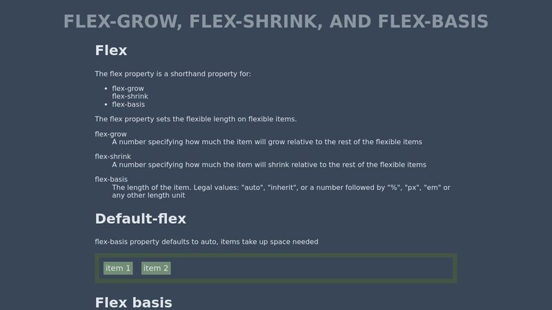 flex-grow, flex-shrink, and flex-basis
