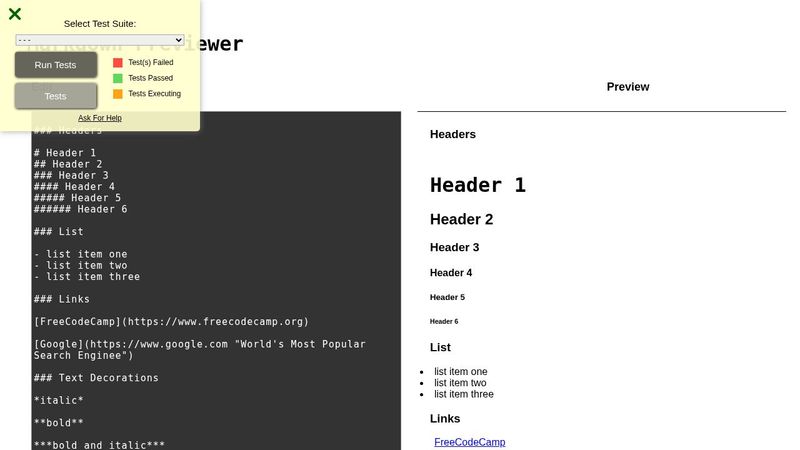 Build a Markdown Previewer (React)