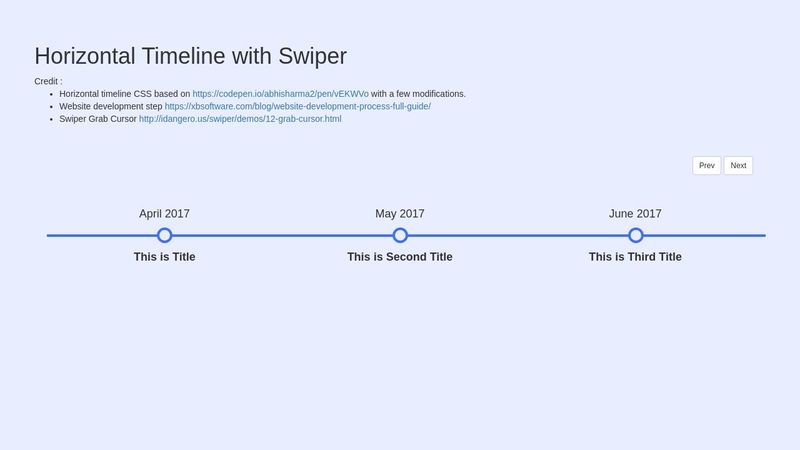Horizontal Timeline with Swiper