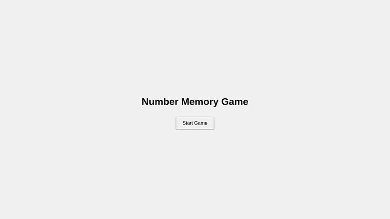 Number Memory Game