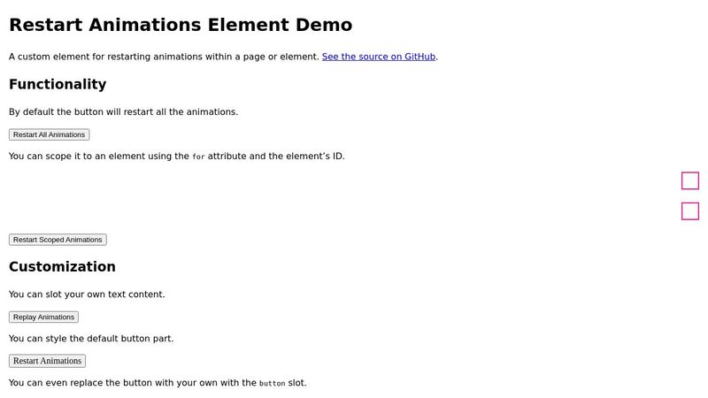 Restart Animations Element Demo